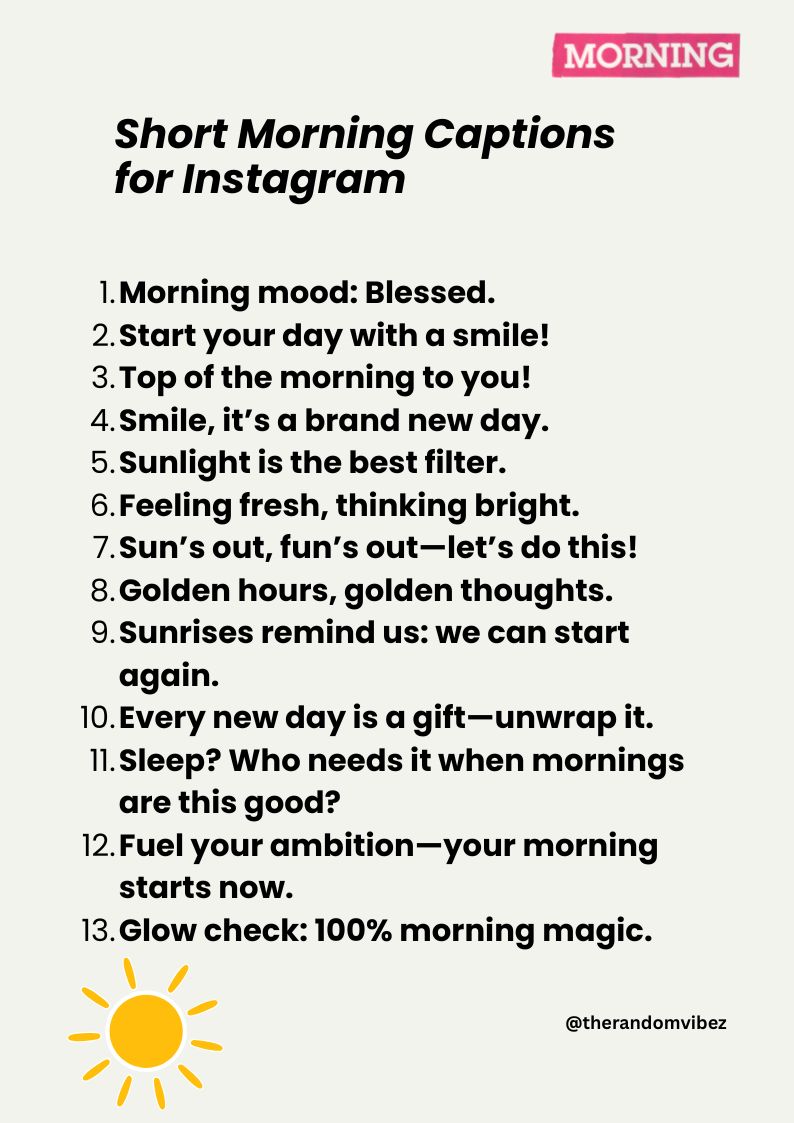 Best Morning Captions For Instagram TikTok