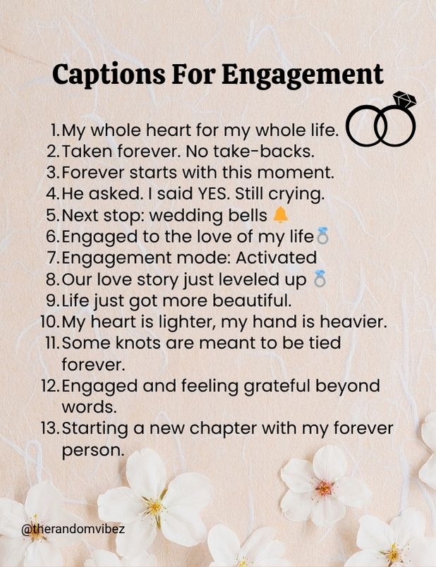 Engagement Captions, Quotes, Status for Instagram
